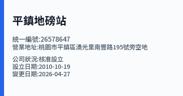 平鎮地磅站的照片-統編 26578647(桃園市) 公司登記資料與營業項目詳細圖表