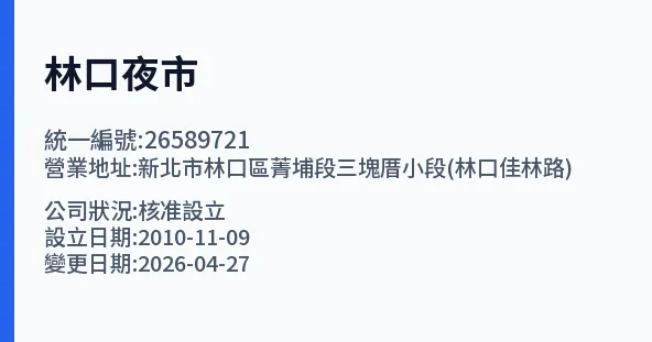 林口夜市的照片-統編 26589721(新北市) 公司登記資料與營業項目詳細圖表