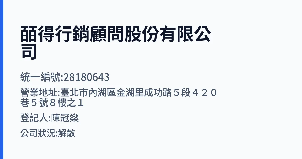 皕得行銷顧問股份有限公司 - 統編 28180643(臺北市) 公司登記資料與營業項目詳細圖表