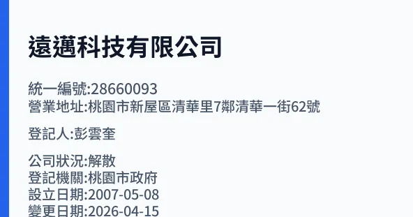 遠邁科技有限公司的照片-統編 28660093(桃園市) 公司登記資料與營業項目詳細圖表