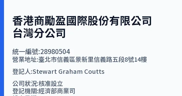 香港商勵盈國際股份有限公司台灣分公司的照片-統編 28980504(臺北市) 公司登記資料與營業項目詳細圖表