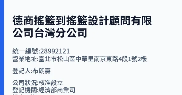 德商搖籃到搖籃設計顧問有限公司台灣分公司的照片-統編 28992121(臺北市) 公司登記資料與營業項目詳細圖表