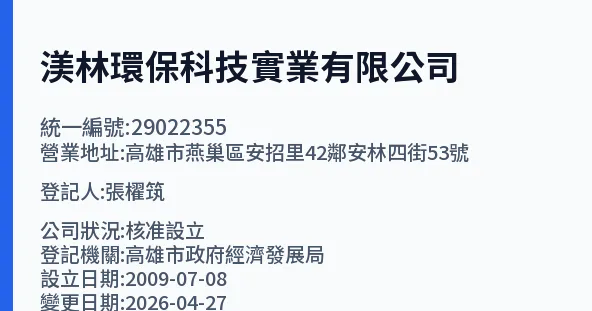 渼林環保科技實業有限公司的照片-統編 29022355(高雄市) 公司登記資料與營業項目詳細圖表