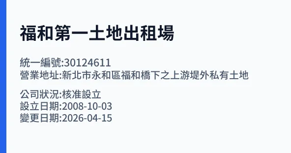 福和第一土地出租場的照片-統編 30124611(新北市) 公司登記資料與營業項目詳細圖表