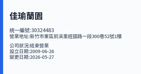 佳瑜蘭園的照片-統編 30324483(新竹市) 公司登記資料與營業項目詳細圖表