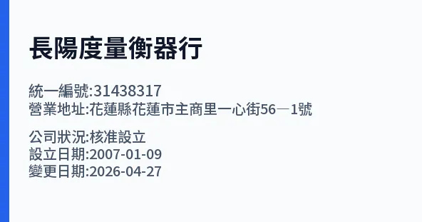 長陽度量衡器行的照片-統編 31438317(花蓮縣) 公司登記資料與營業項目詳細圖表