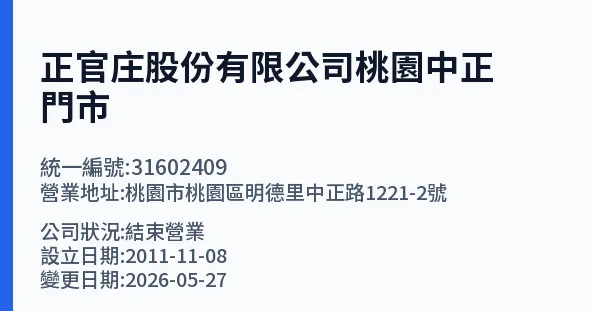 正官庄股份有限公司桃園中正門市的照片-統編 31602409(桃園市) 公司登記資料與營業項目詳細圖表