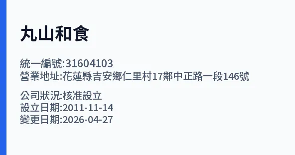 丸山和食的照片-統編 31604103(花蓮縣) 公司登記資料與營業項目詳細圖表
