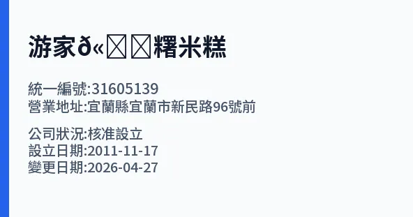 游家𫃎糬米糕的照片-統編 31605139(宜蘭縣) 公司登記資料與營業項目詳細圖表