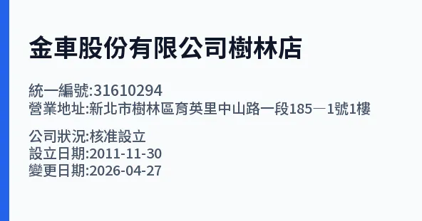 金車股份有限公司樹林店的照片-統編 31610294(新北市) 公司登記資料與營業項目詳細圖表