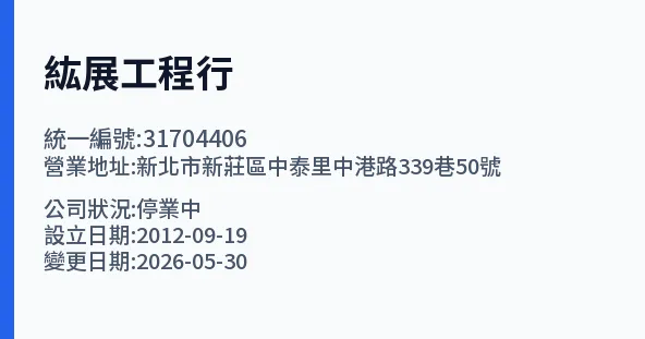 紘展工程行的照片-統編 31704406(新北市) 公司登記資料與營業項目詳細圖表