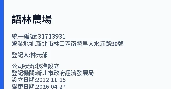 語林農場的照片-統編 31713931(新北市) 公司登記資料與營業項目詳細圖表