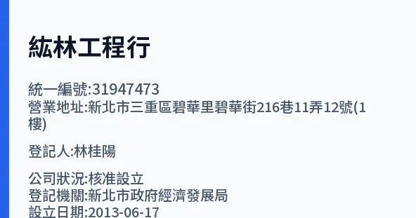 紘林工程行的照片-統編 31947473(新北市) 公司登記資料與營業項目詳細圖表