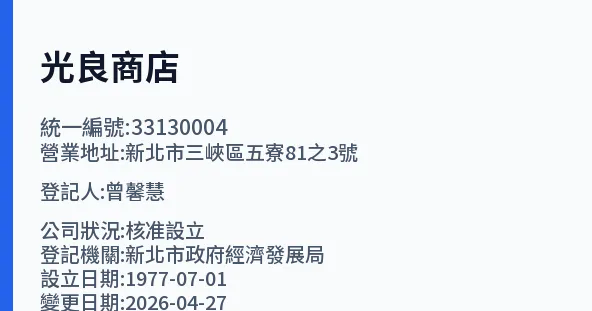 光良商店的照片-統編 33130004(新北市) 公司登記資料與營業項目詳細圖表