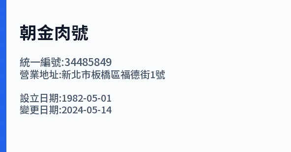 朝金肉號的照片-統編 34485849(新北市) 公司登記資料與營業項目詳細圖表