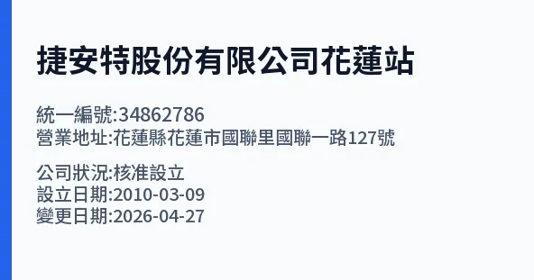 捷安特股份有限公司花蓮站的照片-統編 34862786(花蓮縣) 公司登記資料與營業項目詳細圖表