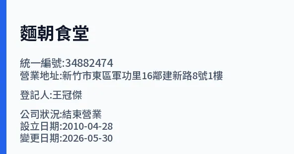 麵朝食堂的照片-統編 34882474(新竹市) 公司登記資料與營業項目詳細圖表