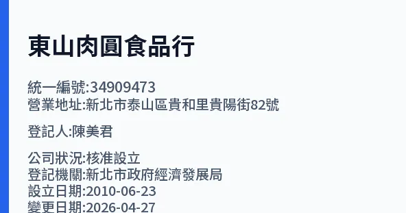 東山肉圓食品行的照片-統編 34909473(新北市) 公司登記資料與營業項目詳細圖表