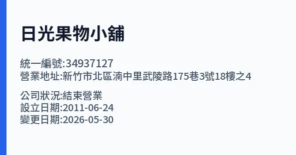 日光果物小舖的照片-統編 34937127(新竹市) 公司登記資料與營業項目詳細圖表
