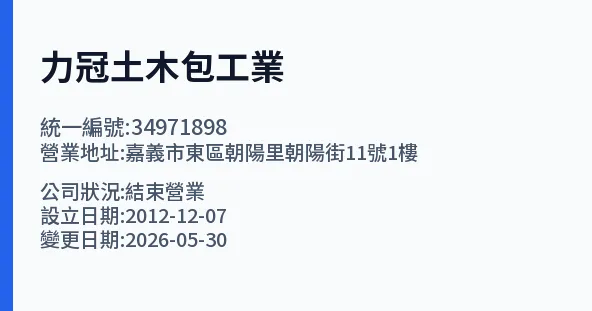 力冠土木包工業的照片-統編 34971898(嘉義市) 公司登記資料與營業項目詳細圖表