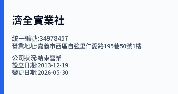 濟全實業社的照片-統編 34978457(嘉義市) 公司登記資料與營業項目詳細圖表