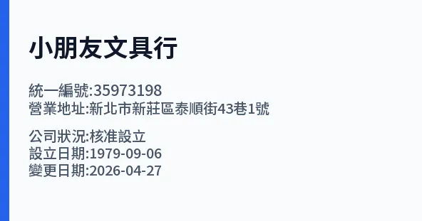 小朋友文具行的照片-統編 35973198(新北市) 公司登記資料與營業項目詳細圖表