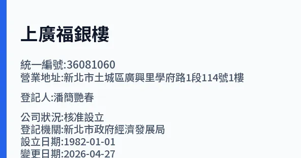 上廣福銀樓的照片-統編 36081060(新北市) 公司登記資料與營業項目詳細圖表