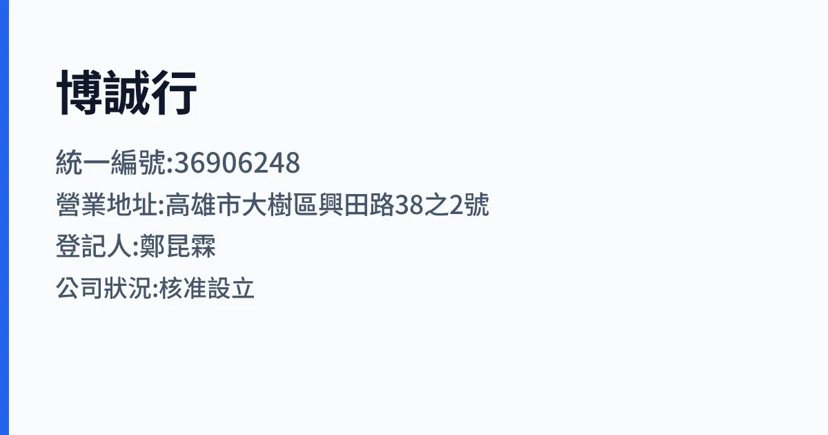 博誠行 - 統編 36906248（高雄市） 公司登記資料與營業項目詳細圖表