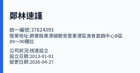 鄭林速謹的照片-統編 37624393(屏東縣) 公司登記資料與營業項目詳細圖表