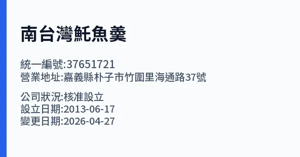南台灣魠魚羮的照片-統編 37651721(嘉義縣) 公司登記資料與營業項目詳細圖表
