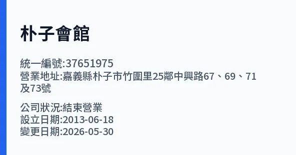 朴子會館的照片-統編 37651975(嘉義縣) 公司登記資料與營業項目詳細圖表