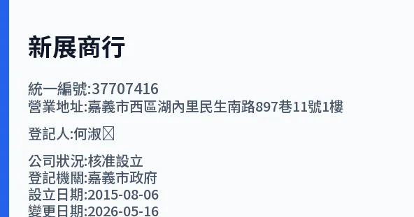 新展商行的照片-統編 37707416(嘉義市) 公司登記資料與營業項目詳細圖表