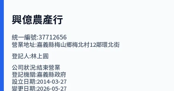 興億農產行的照片-統編 37712656(嘉義縣) 公司登記資料與營業項目詳細圖表