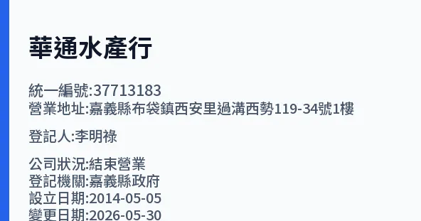 華通水產行的照片-統編 37713183(嘉義縣) 公司登記資料與營業項目詳細圖表