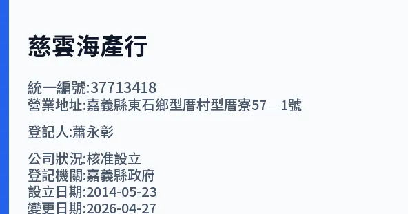 慈雲海產行的照片-統編 37713418(嘉義縣) 公司登記資料與營業項目詳細圖表