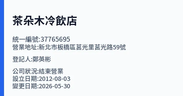 茶朵木冷飲店的照片-統編 37765695(新北市) 公司登記資料與營業項目詳細圖表