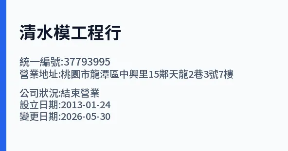 清水模工程行的照片-統編 37793995(桃園市) 公司登記資料與營業項目詳細圖表