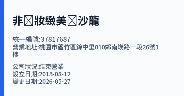非髪妝緻美髪沙龍的照片-統編 37817687(桃園市) 公司登記資料與營業項目詳細圖表