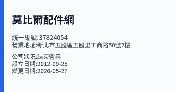 莫比爾配件網的照片-統編 37824054(新北市) 公司登記資料與營業項目詳細圖表