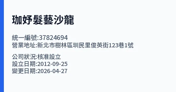 珈妤髮藝沙龍的照片-統編 37824694(新北市) 公司登記資料與營業項目詳細圖表