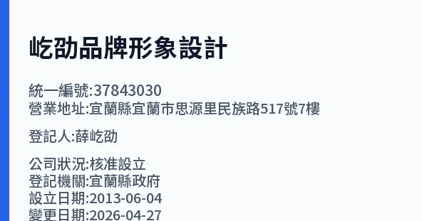 屹劭品牌形象設計的照片-統編 37843030(宜蘭縣) 公司登記資料與營業項目詳細圖表