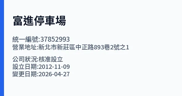 富進停車場的照片-統編 37852993(新北市) 公司登記資料與營業項目詳細圖表