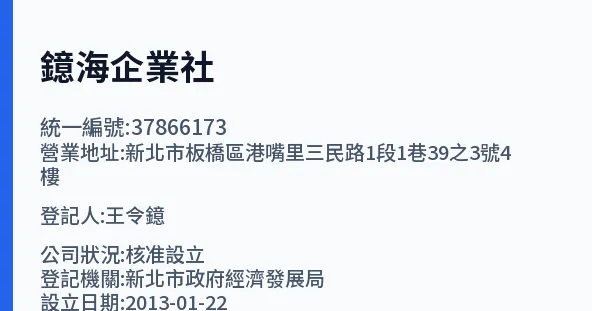 鐿海企業社的照片-統編 37866173(新北市) 公司登記資料與營業項目詳細圖表