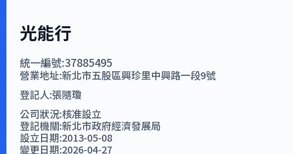 光能行的照片-統編 37885495(新北市) 公司登記資料與營業項目詳細圖表
