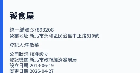 饕食屋的照片-統編 37893208(新北市) 公司登記資料與營業項目詳細圖表