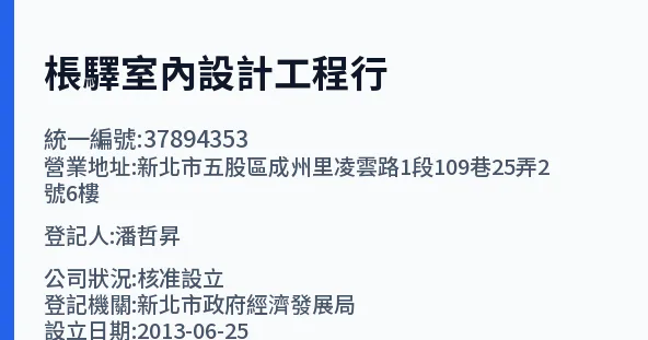 棖驛室內設計工程行的照片-統編 37894353(新北市) 公司登記資料與營業項目詳細圖表