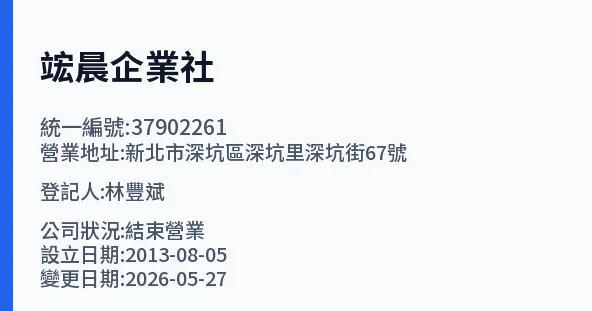竤晨企業社的照片-統編 37902261(新北市) 公司登記資料與營業項目詳細圖表