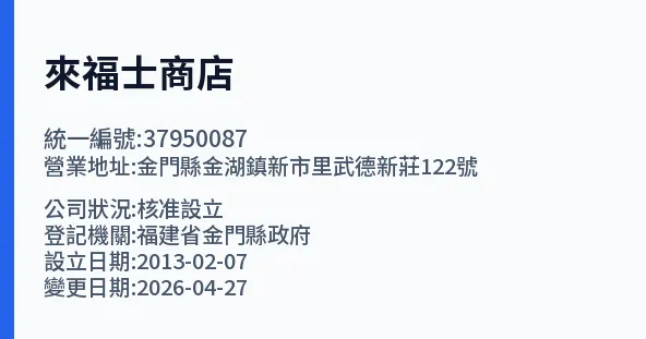 來福士商店的照片-統編 37950087(金門縣) 公司登記資料與營業項目詳細圖表