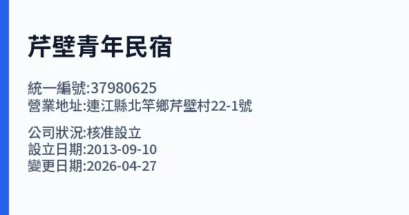 芹壁青年民宿的照片-統編 37980625(連江縣) 公司登記資料與營業項目詳細圖表