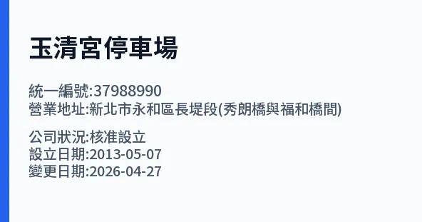玉清宮停車場的照片-統編 37988990(新北市) 公司登記資料與營業項目詳細圖表